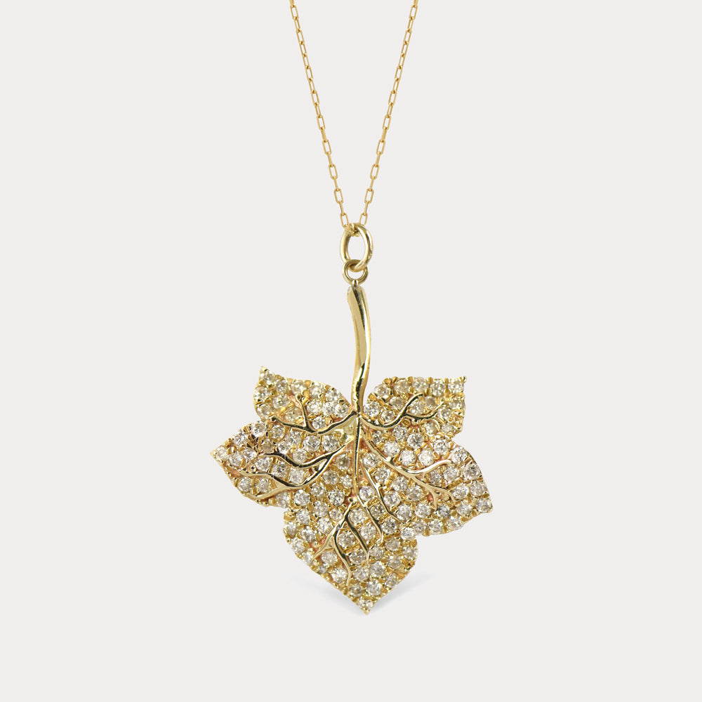 EDEN FIG LEAF 14K GOLD DIAMOND PENDANT – APPLES & FIGS JEWELLERY